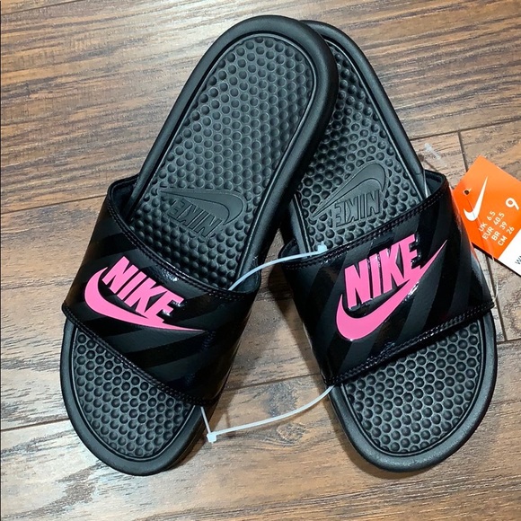Nike | Shoes | Nike Wmns Benassi Jdi Blackvivid Pinkblack | Poshmark